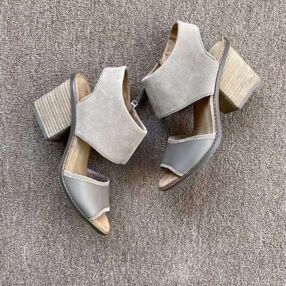 Toms | Shoes | Toms Tan Suede Block Heel Sandals Womens Size 7 Tan Open ...